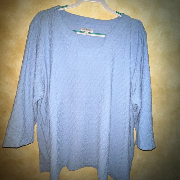 Kim Rogers | Tops | Kim Rogers Curvy Textured Knit Top 3x Light Blue ...